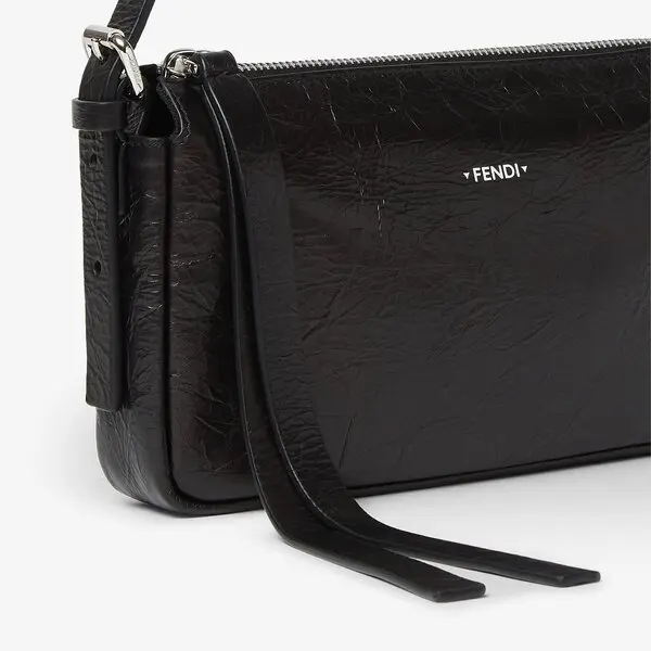 Fendi Crackled Leather Zipper Top Bag